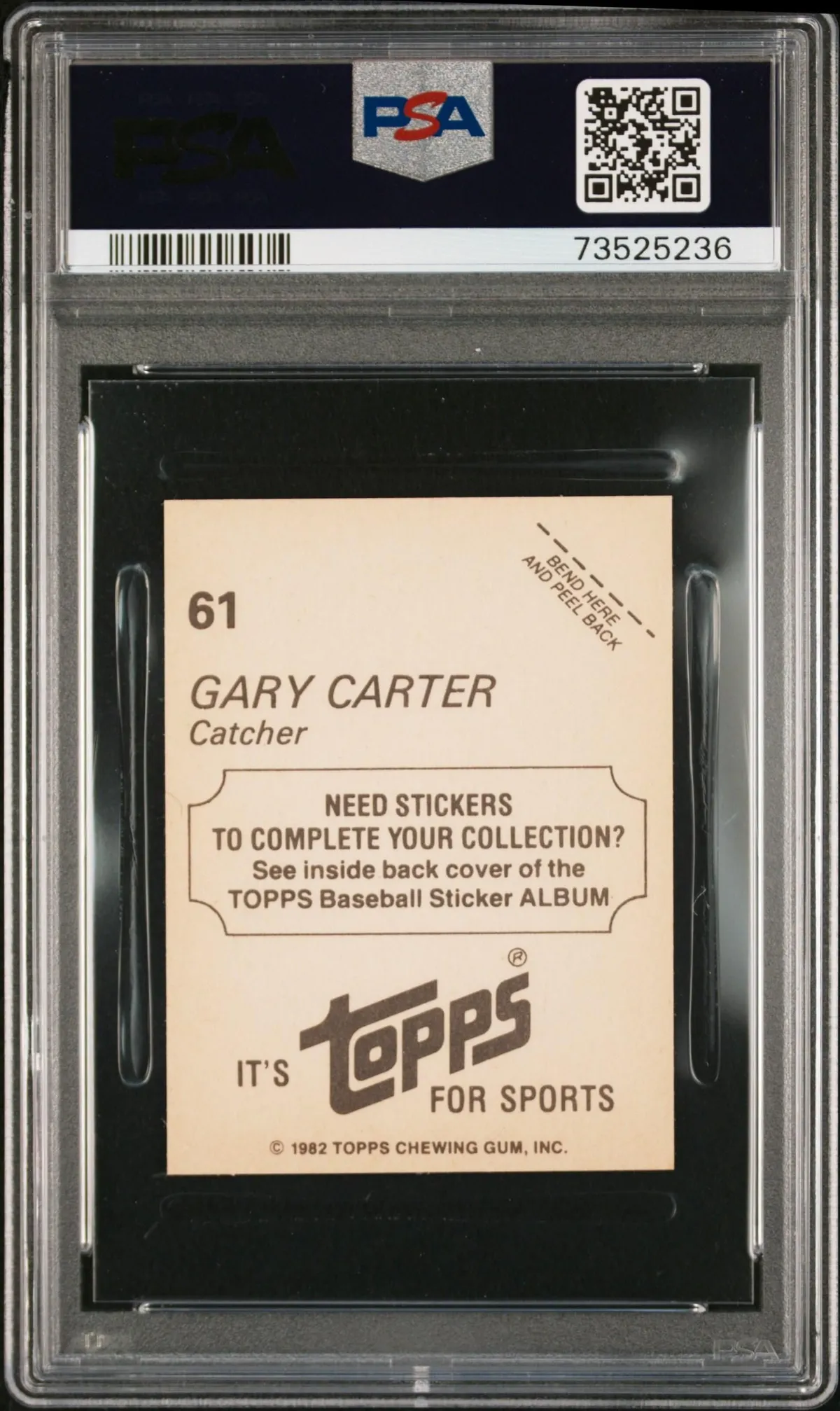 1982 Topps Stickers Baseball Gary Carter #61 PSA 9 73525236 · Whatnot ...