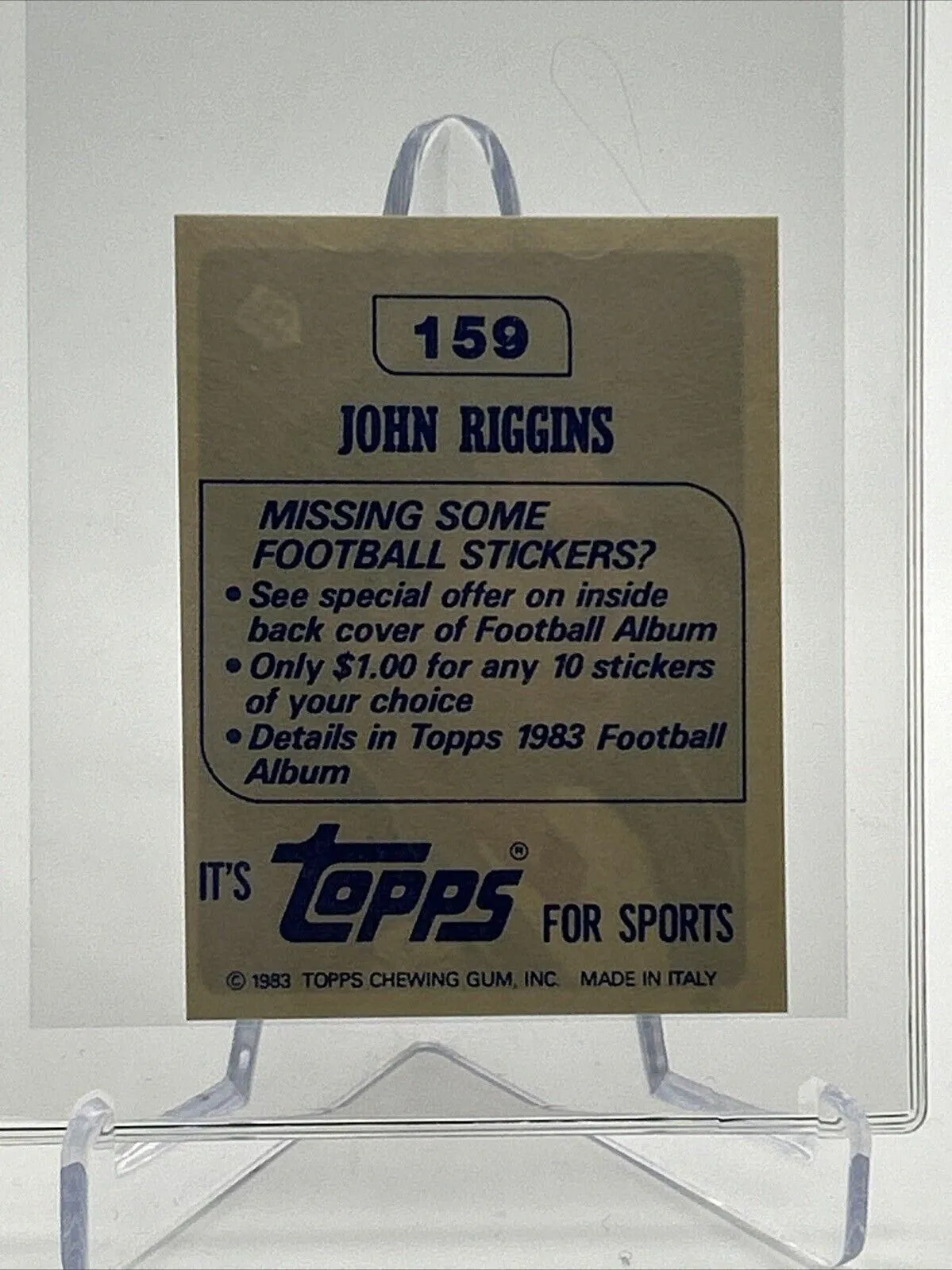 1983 Topps Stickers John Riggins Football Card #159 NM FREE SHIPPING ...