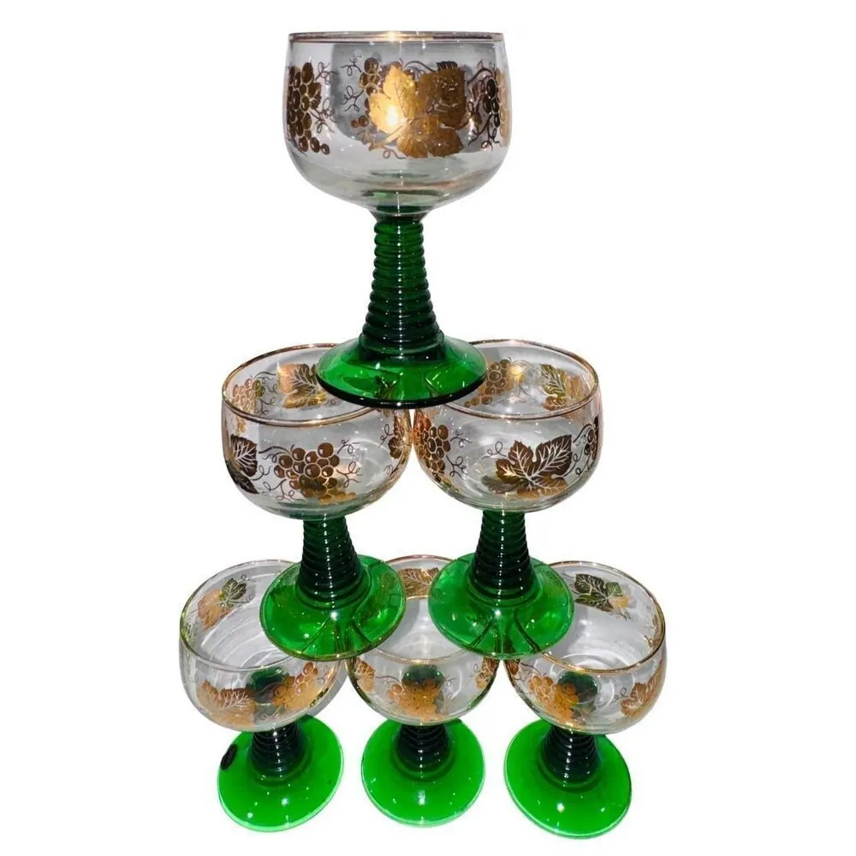 Vintage Bockling Roemer German Wine Goblet Toasting Glasses Green ...