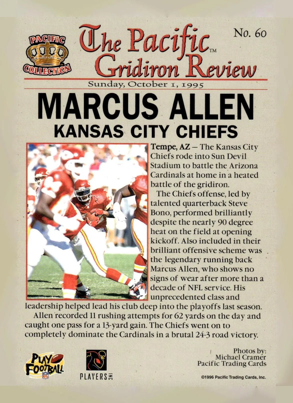 1996 Pacific Gridiron #60 Marcus Allen Red · Whatnot: Buy, Sell & Go Live