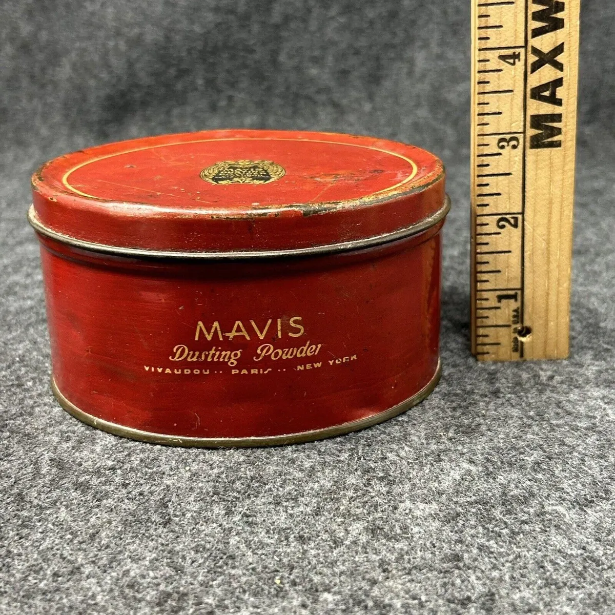 MAVIS Dusting Powder Tin Two Talcum Powder Containers Antique Vanity ...