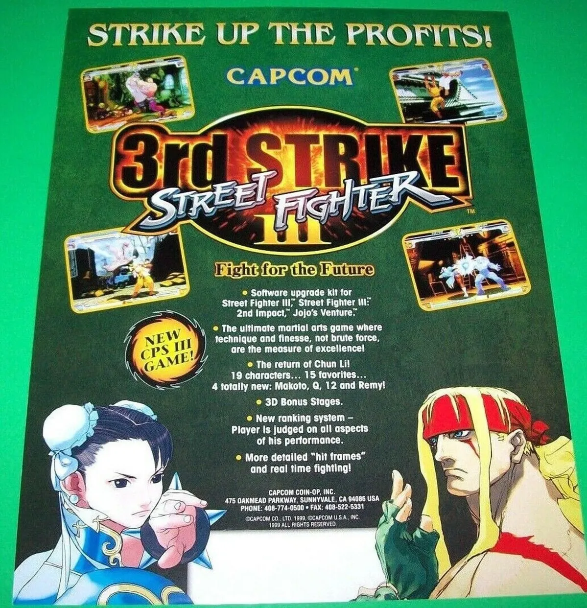 Street Fighter III 3rd Strike Arcade FLYER Original NOS Video Game Art ...
