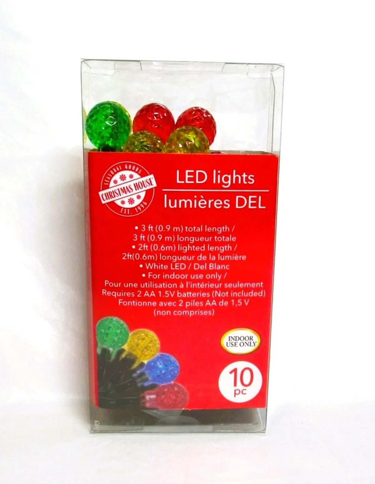 Christmas House LED String Lights Round Multicolor Bulbs 10 Count 3 ...