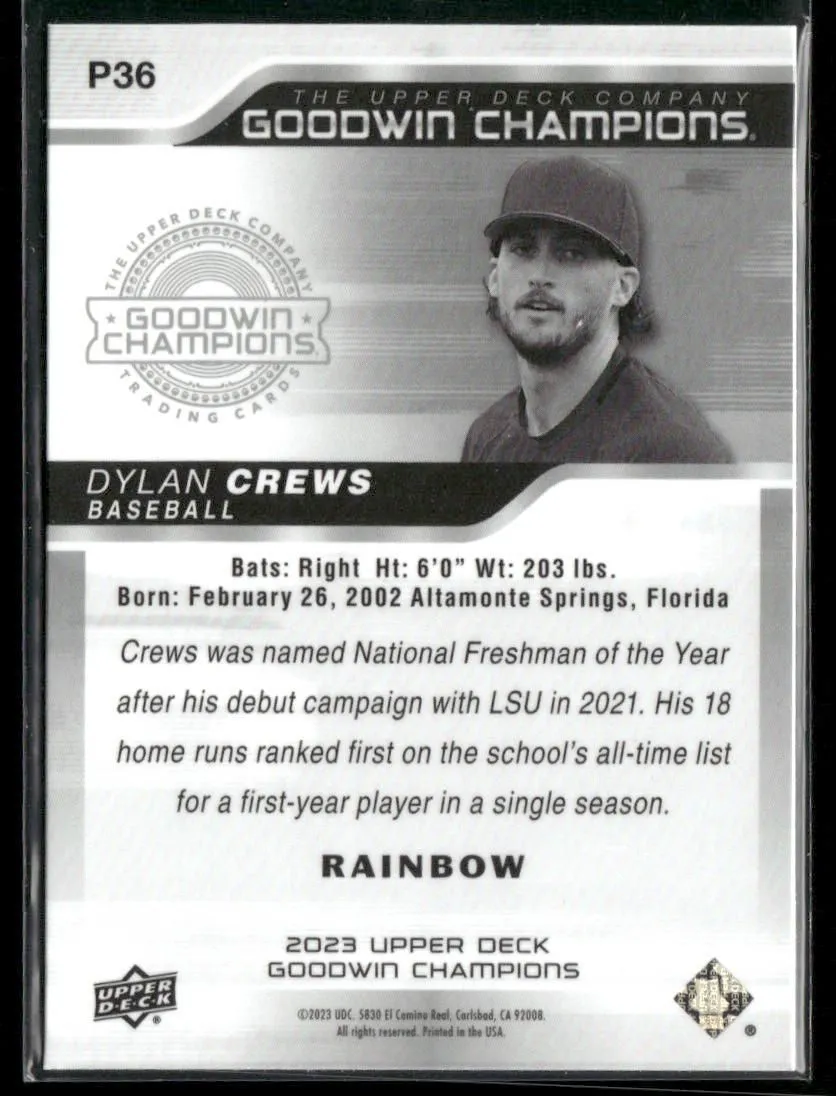 2023 Upper Deck Goodwin Champions Dylan Crews #P36 Refractoir Rookie ...