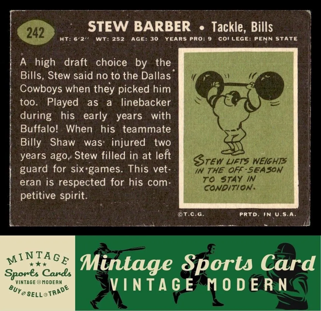 1969 Topps - Stew Barber - #242 Buffalo Bills GD/GD+ · Whatnot: Shop ...