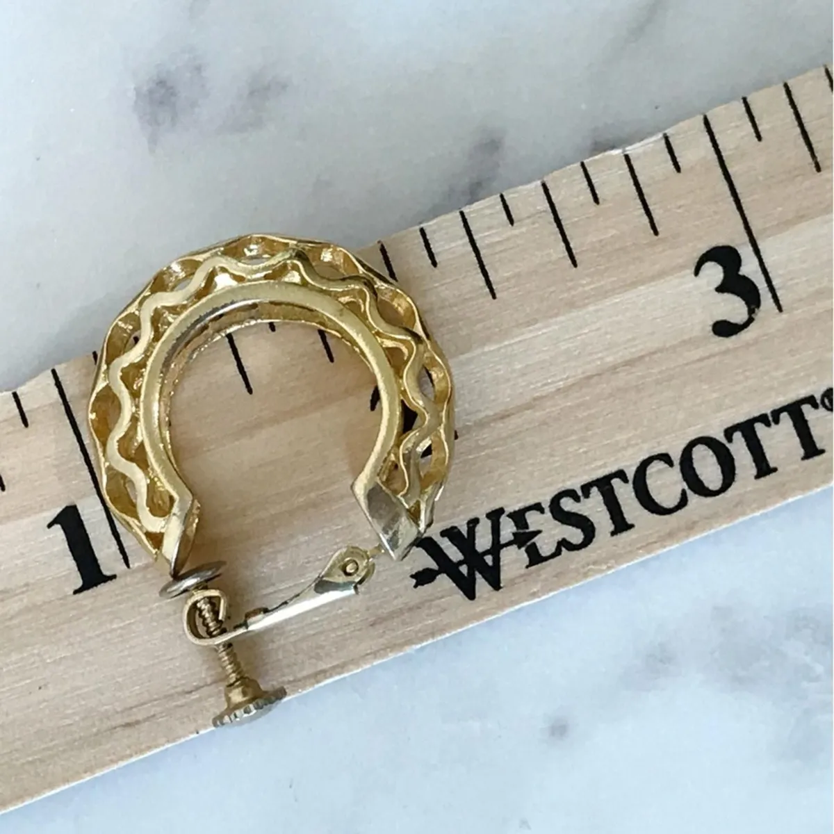 Napier Clip On Hoop Earrings Bright Gold Tone Vintage PAT. NO. 3.176. ...