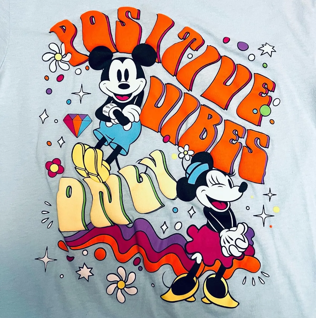 Mickey & Minnie Mouse Positive Vibes Only T-Shirt - Size Medium Women's ...