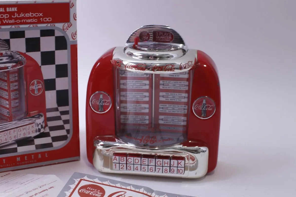 Coca-Cola Tabletop Jukebox, Collectible Musical Bank, Die-cast Metal ...