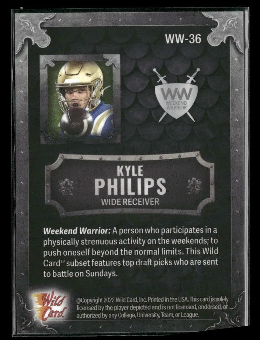 2022 Wild Card Matte #WW-36 Kyle Philips Weekend Warrior Silver/Black ...