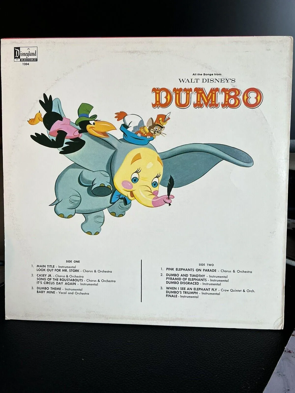 Walt Disney's DUMBO Soundtrack Vinyl LP Disneyland Records 1204 1959 ...