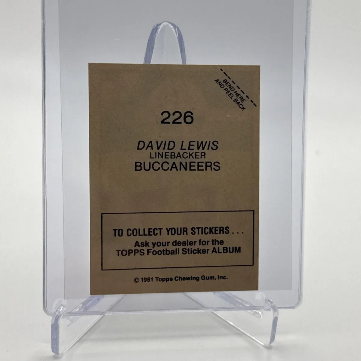 1981 Topps David Lewis Football Sticker Card #226 NM-MT FREE SHIPPING ...