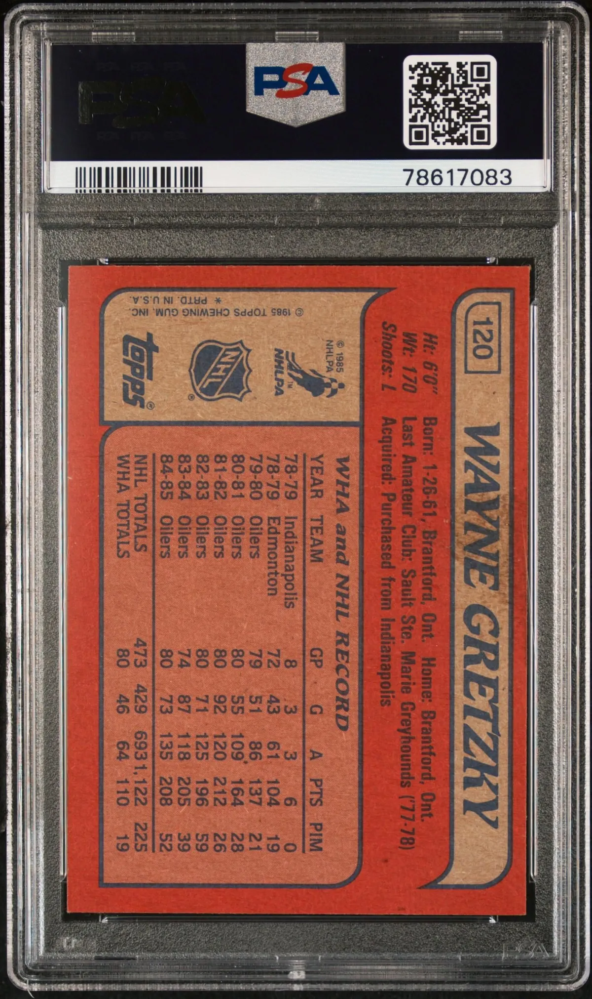 1985 Topps Wayne Gretzky #120 ST PSA 8 - 1985 - Hockey - 120 - ST - Topps - Wayne Gretzky - 1985 ...