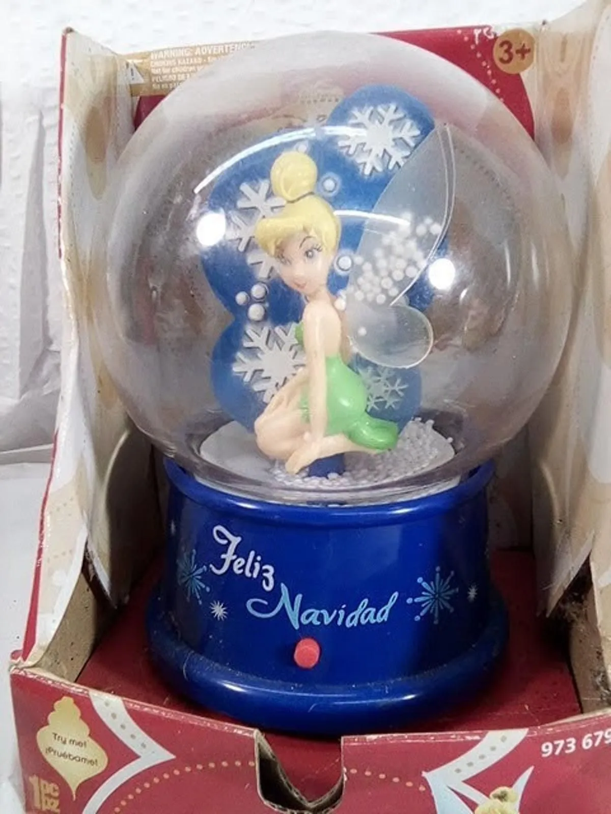 Tinker Bell Feliz Navidad Spanish Animated Snow Globe in box · Whatnot ...