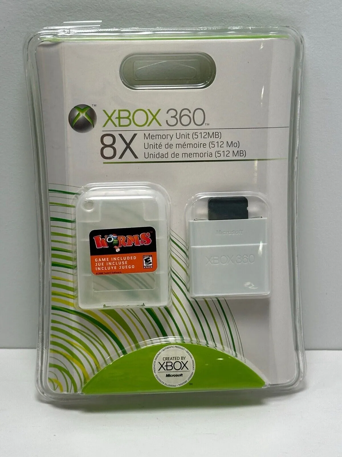 OEM Genuine Microsoft Xbox 360 512MB Memory Unit Card Includes Worms Game NEW Whatnot Buy Sell Go Live