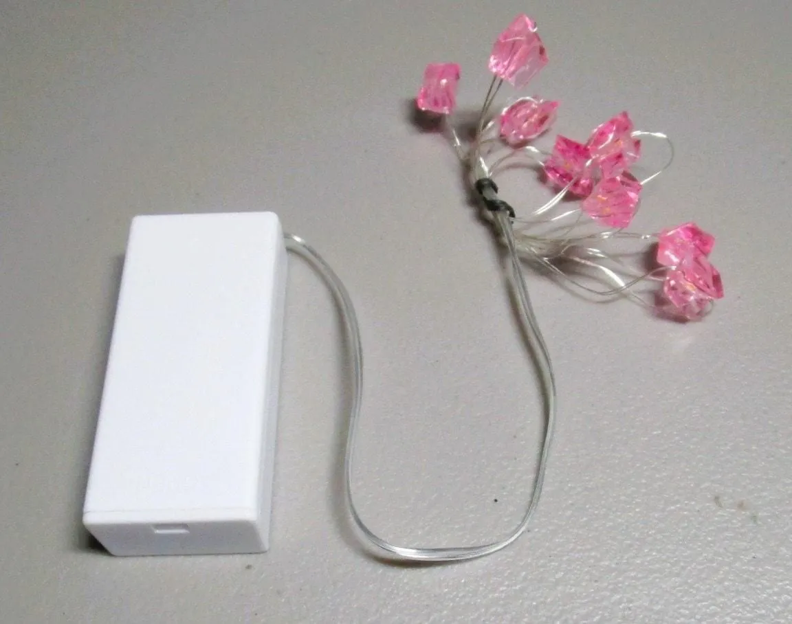 Pink Gem LED String Lights Battery Operated 8ct 3ft Indoor Seasonal ...