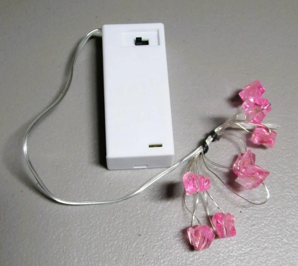 Pink Gem LED String Lights Battery Operated 8ct 3ft Indoor Seasonal ...