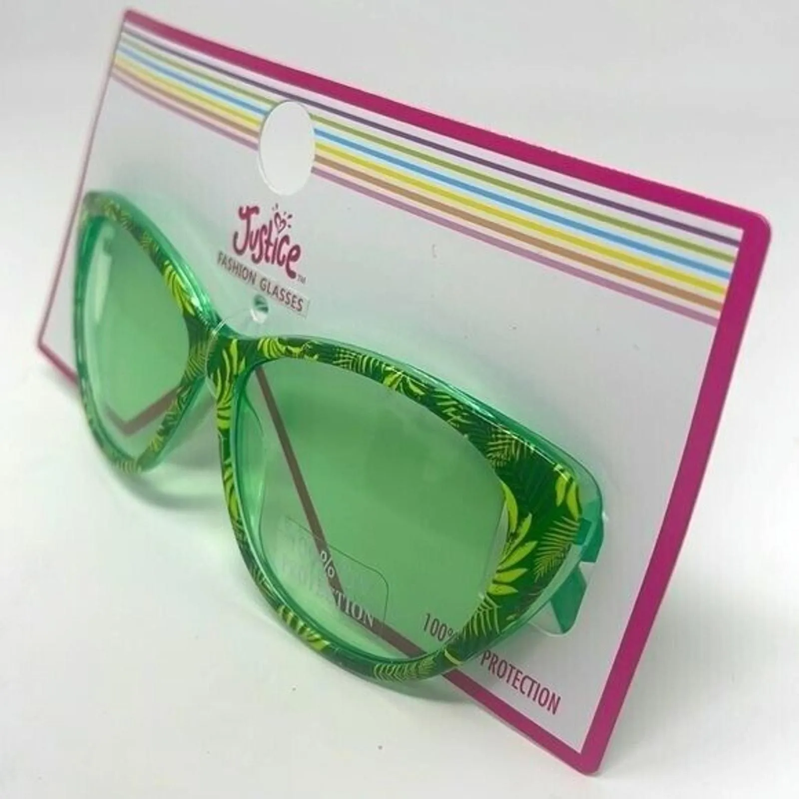 Justice Sunglasses Girls Green Lens Floral Tropical Print 100% UV ...