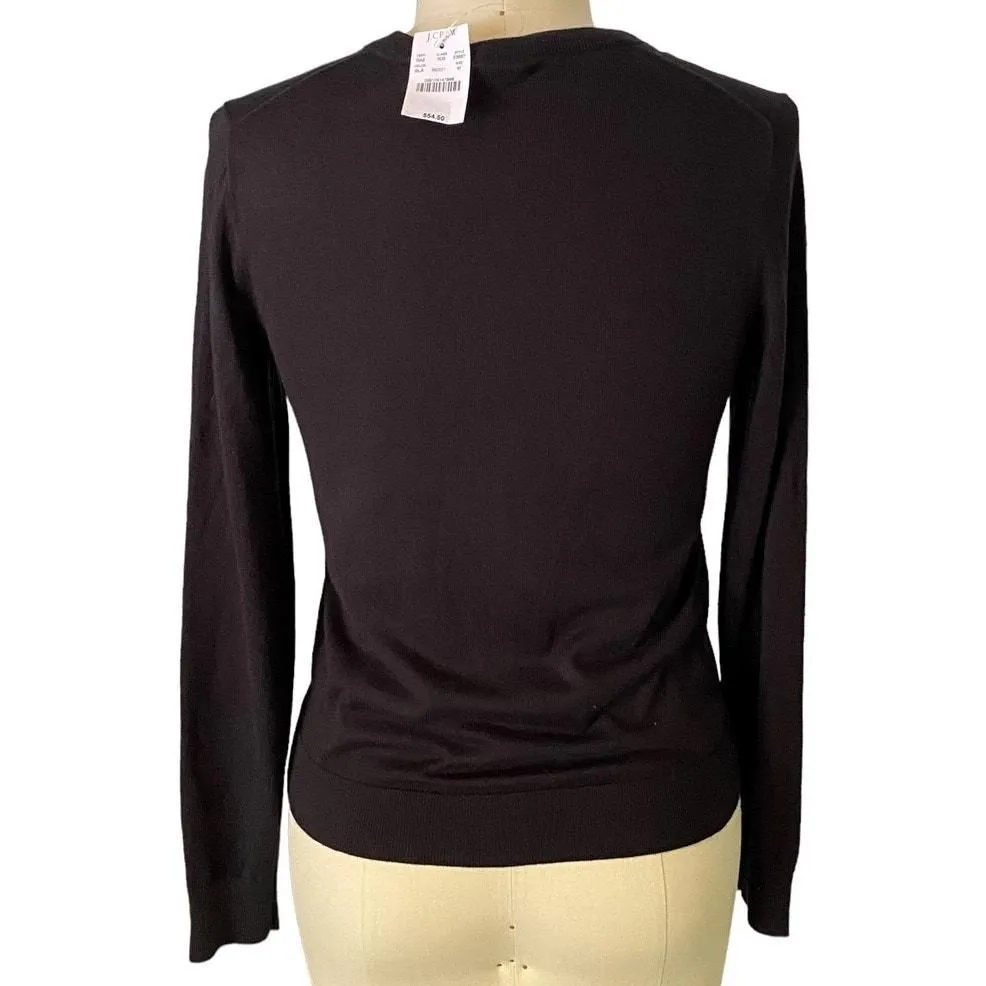 NWT - J.CREW Classic Black Cotton Thin Button Cardigan Sweater ~ Women ...