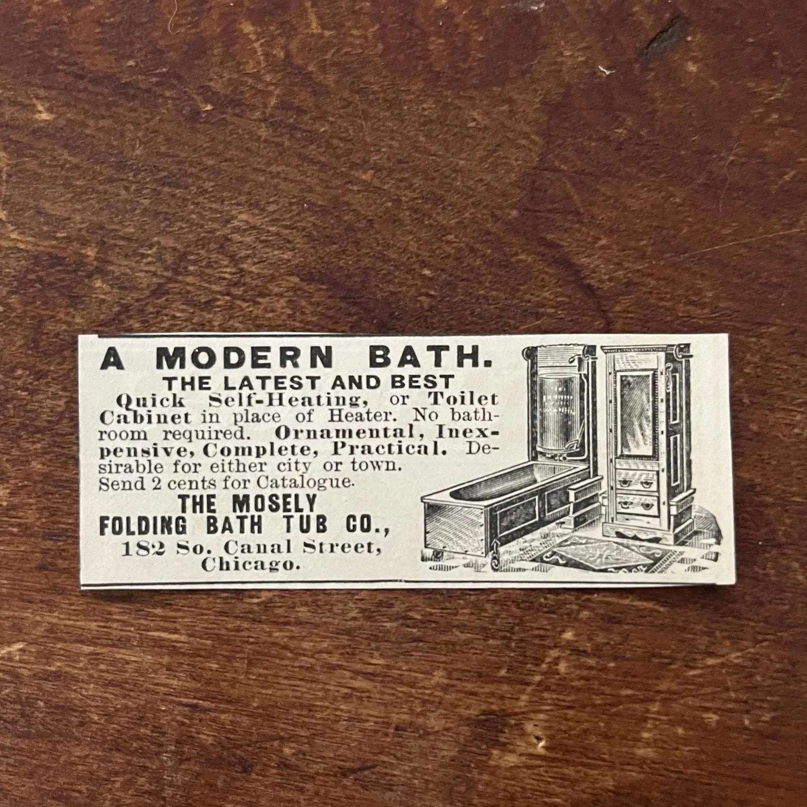The Mosely Folding Bathtub Co Chicago Murphy Tub 1892 Magazine Ad AB6 ...