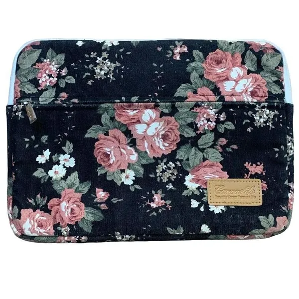 Canvaslife Canvas Black Pink White Floral Zippered Laptop Case w Interior Pocket · Whatnot: Buy ...