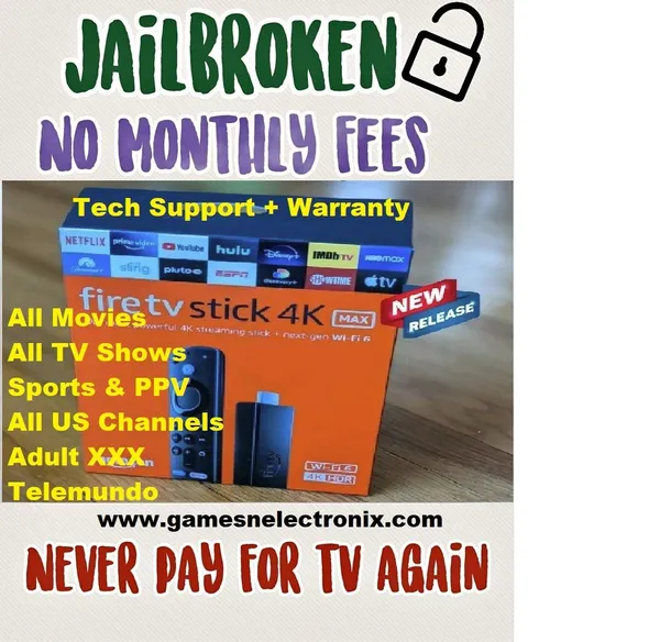 Jailbroken Amazon Firestick Fire TV Stick Fully Loaded (4K Max Version ...