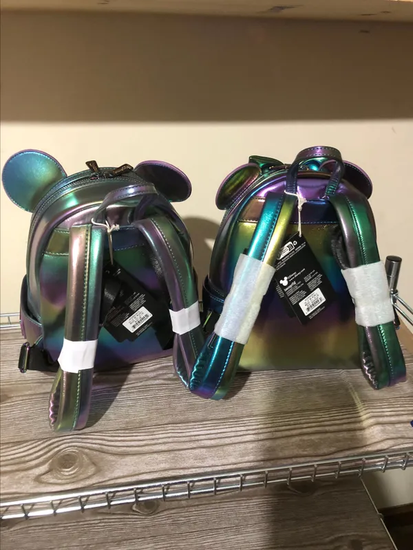 NWT MINNIE & MICKEY OIL SLICK HARD TAG LOUNGEFLY MINI BACKPACK SET ...