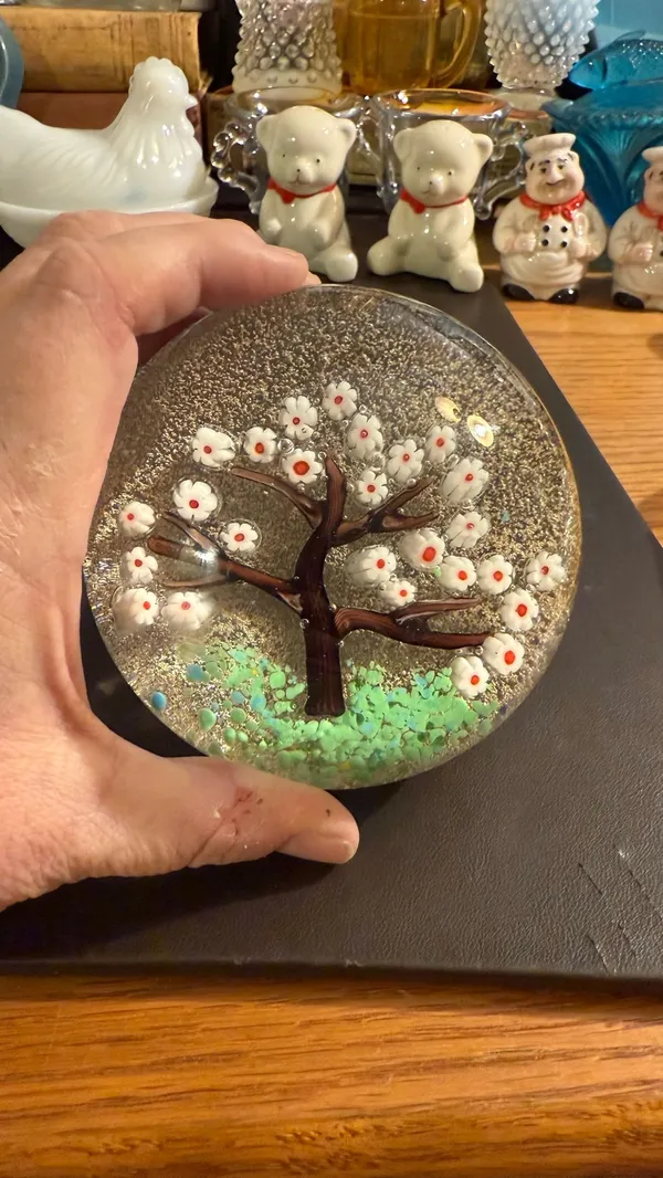 Large glass paper weight with tree · Whatnot: Shop, Sell, Connect