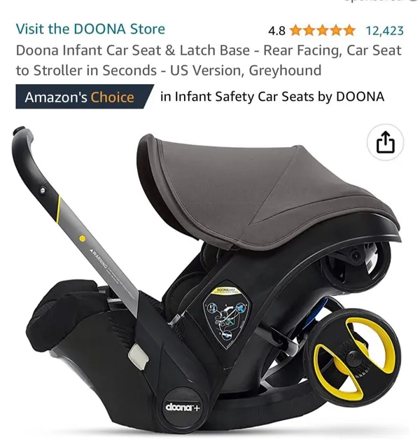 Doona Infant Car Seat & Latch Base - Rear Facing, Car Seat to Stroller ...