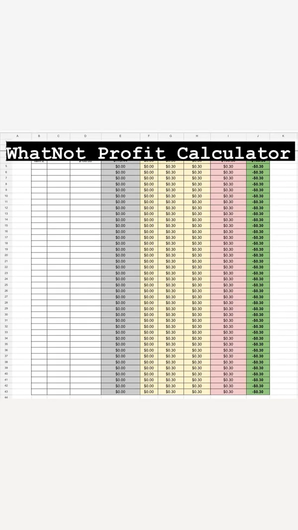 WhatNot Calculator Spreadsheet · Whatnot: Shop, Sell, Connect